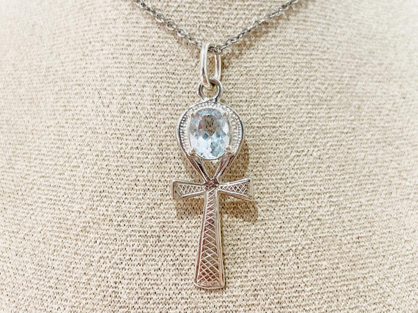 Selfica Jewelry Collection Isis 永恆生命純銀藍拓帕石鑰匙吊墜 Isis Keys in Silver 925 ...